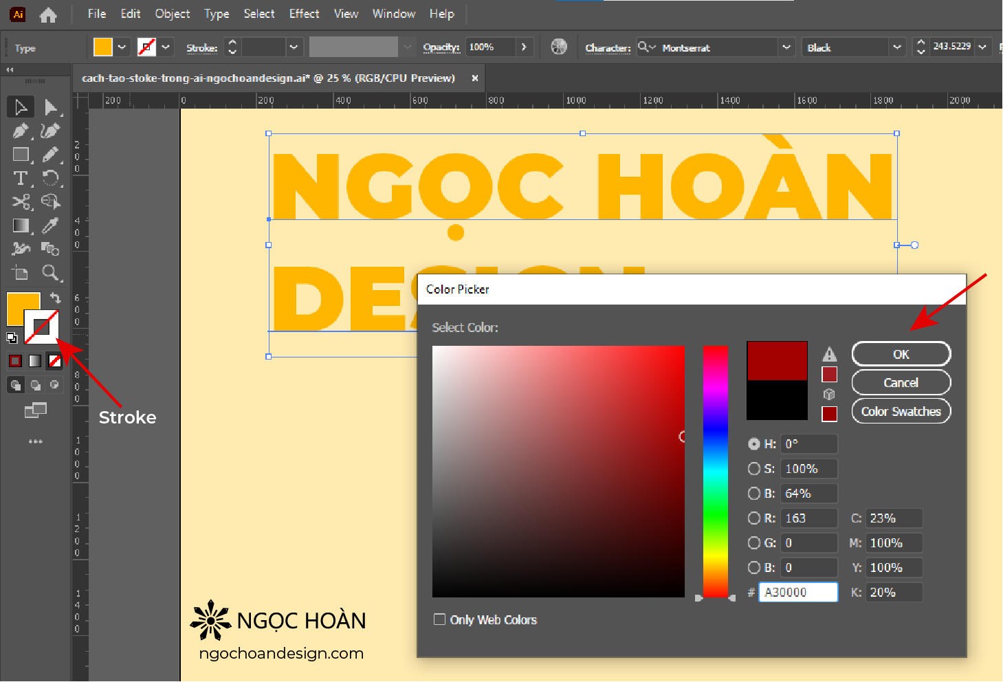 Cách tạo Stroke (viền) chữ, ảnh trong Ai (llustrator) đơn giản